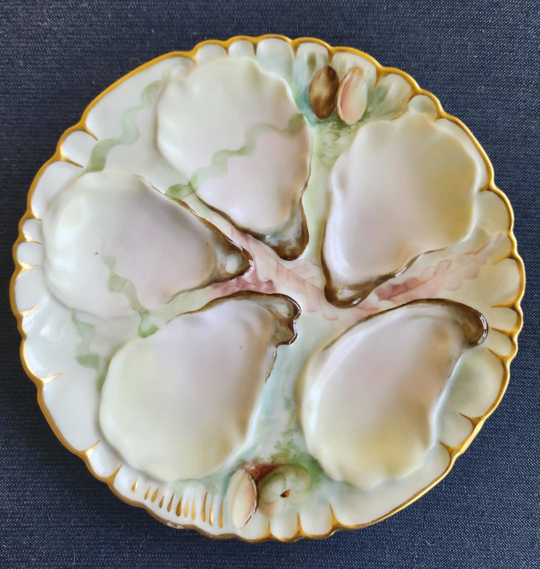 Antique Oyster Plate ~ Charles Field Haviland ~ Hand Painted Limoges ...