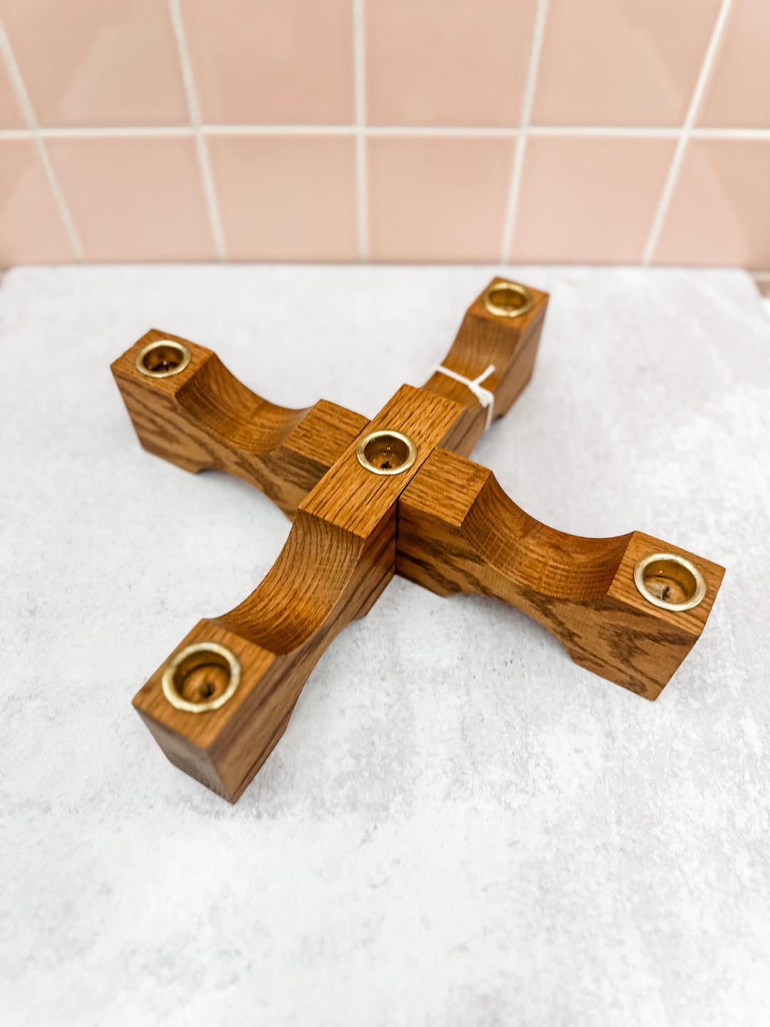 70s Mid Century Modern Wooden Candle Holder | Modular Design | Holds 5 ...