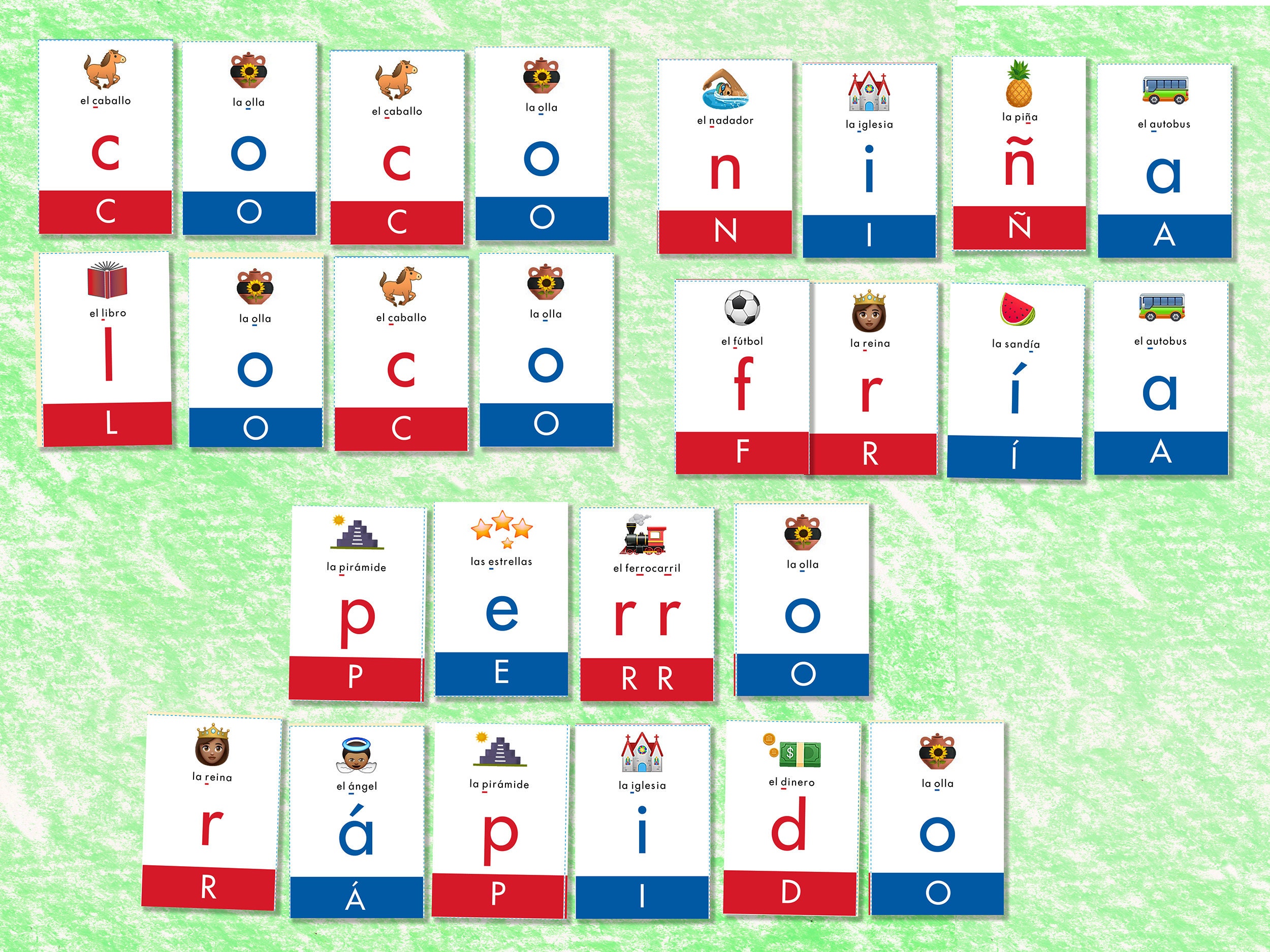 Downloadable Spanish Super Alphabet Flash Cards Letra-sonidos En ...