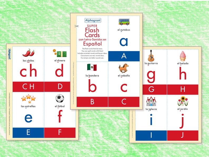 Downloadable Spanish Super Alphabet Flash Cards Letra-sonidos En ...