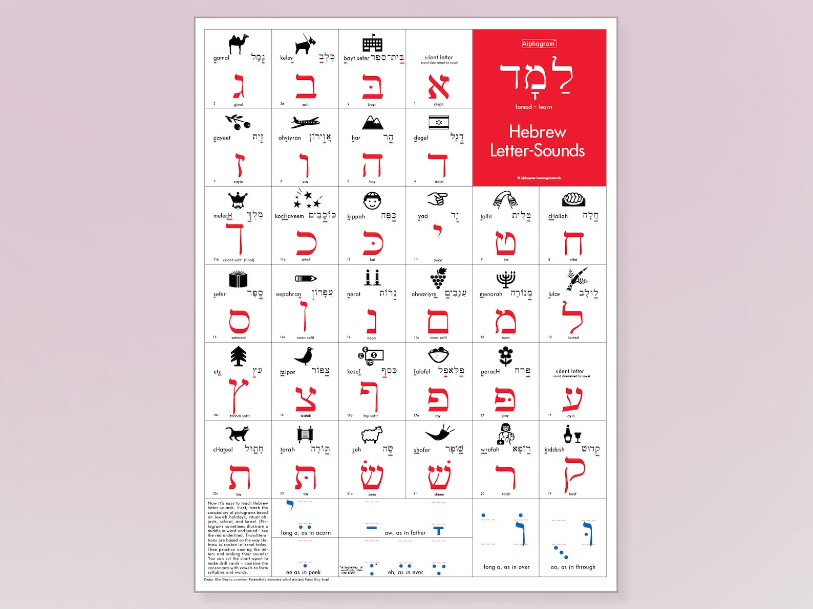 Hebrew Alphabet Poster | Jewish Letter-sounds, Cultural Pictograms - Etsy