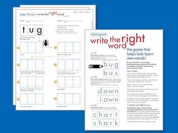 Write The Right Word Game fun kids' learning activity | Etsy
