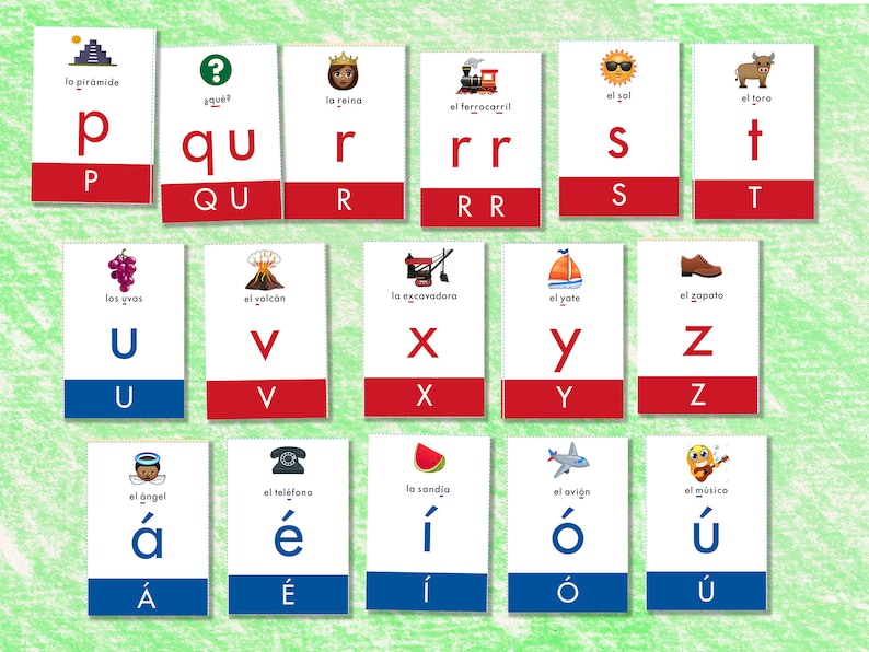 Downloadable Spanish Super Alphabet Flash Cards Letra-sonidos En ...