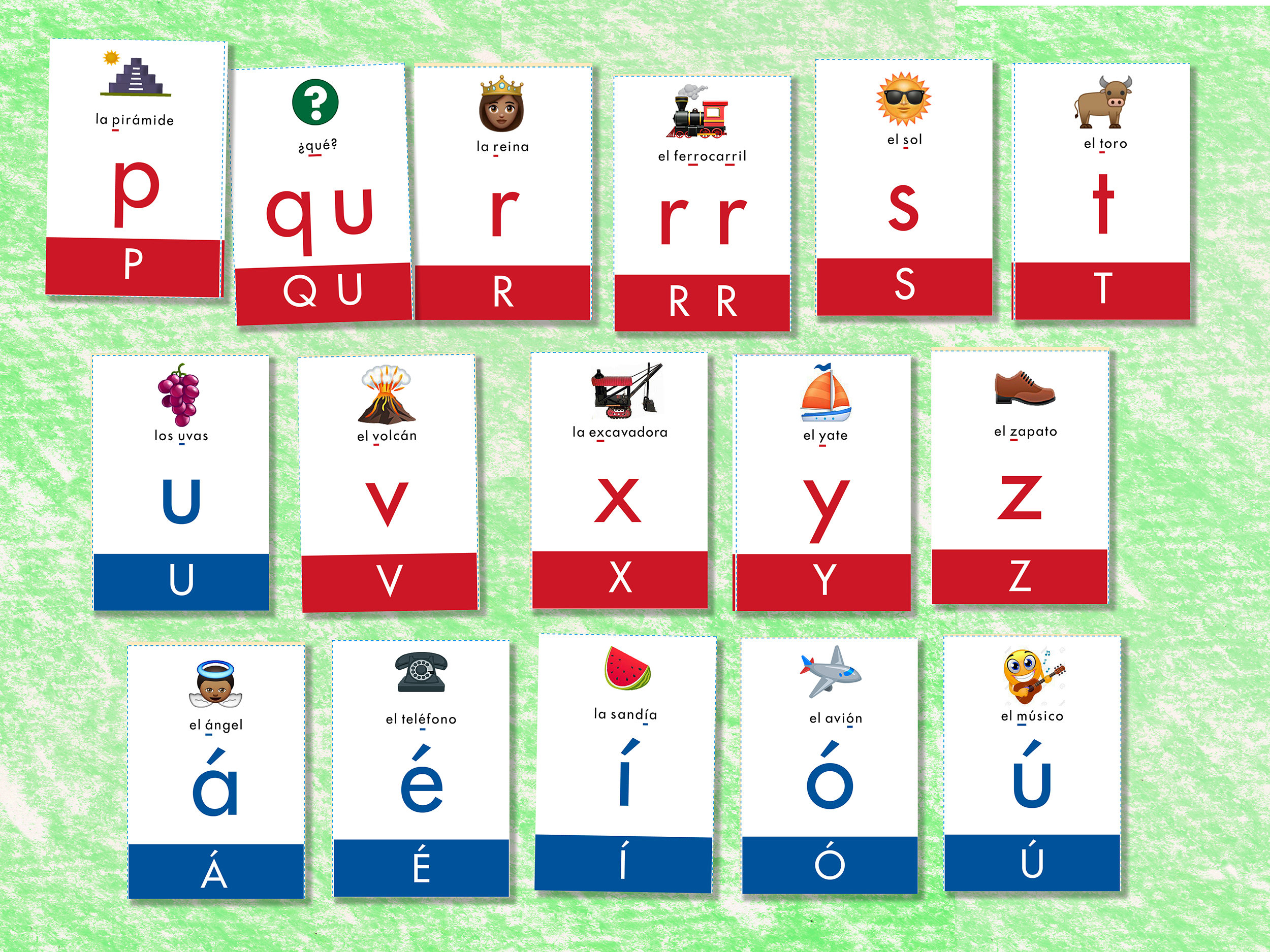 Downloadable Spanish Super Alphabet Flash Cards Letra-sonidos En ...