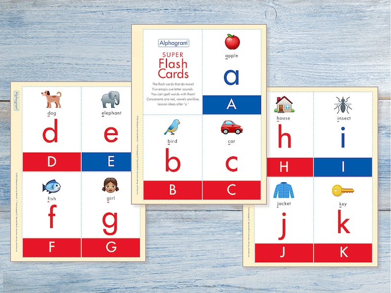 Super Alphabet Flash Cards | Teach Letters and Reading | Fun Emojis Cue ...