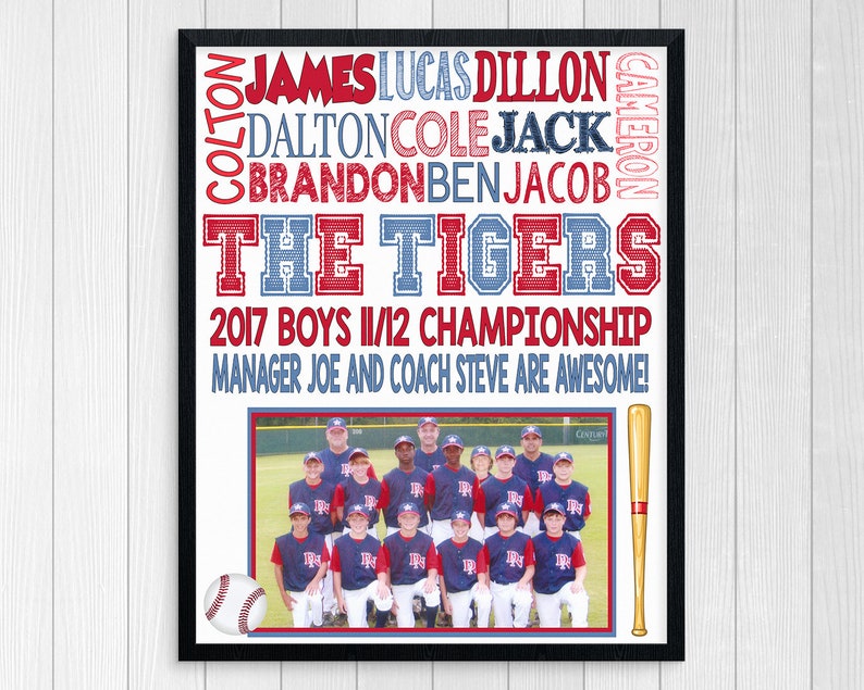 BASEBALL COACH TEAM Gift ~ Custom Baseball Gift ~ Baseball Team Photo ...