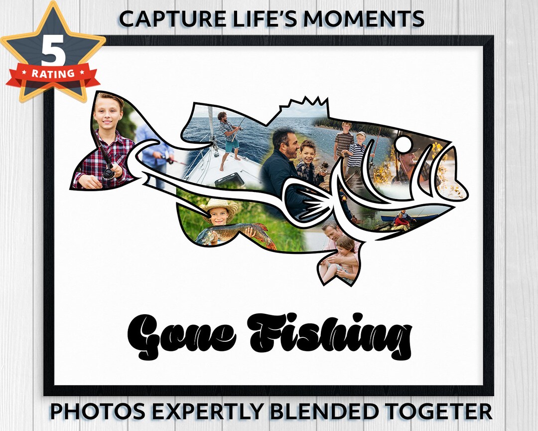 Bass Fish Photo Collage, Largemouth Bass Art, Fishing Gifts, Fishing ...
