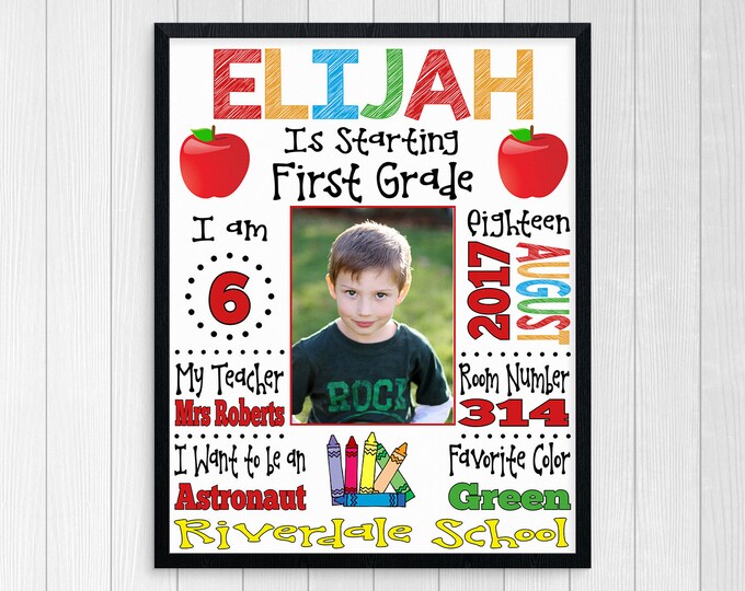 FIRST DAY of SCHOOL Sign 1st Day of First Grade Poster Printable Back ...