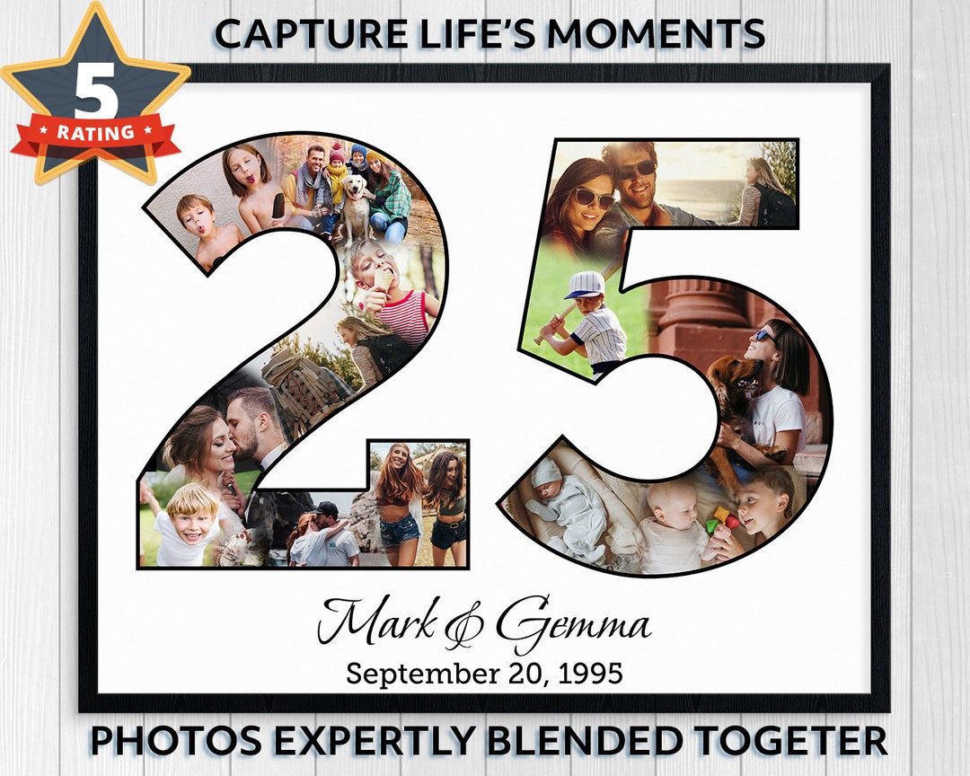 25th Anniversary Photo Collage, 25th Birthday Collage, 25th Anniversary ...
