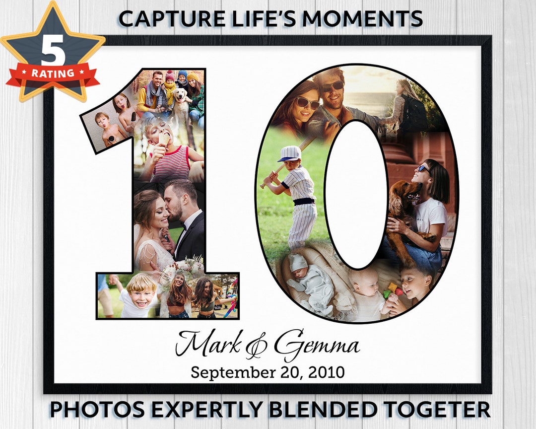 10th Anniversary Photo Collage, 10th Birthday Collage, 10th Anniversary ...
