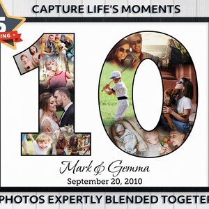 10th Anniversary Photo Collage, 10th Birthday Collage, 10th Anniversary ...