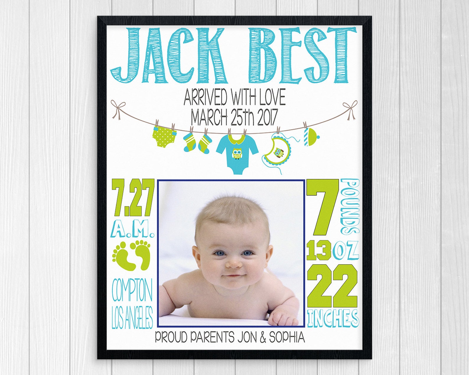 PRINTABLE BIRTH ANNOUNCEMENT Personalized Digital Image | Etsy