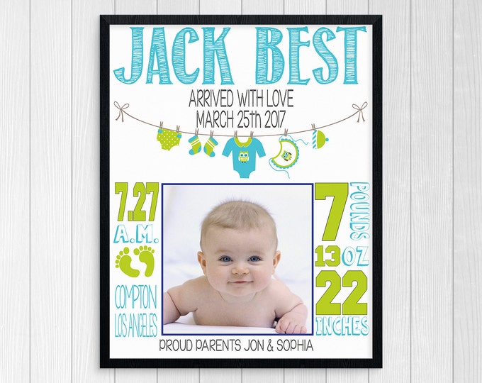 Birth Stats Print, Baby Stats Print, Baby Stats Poster, Modern Custom ...