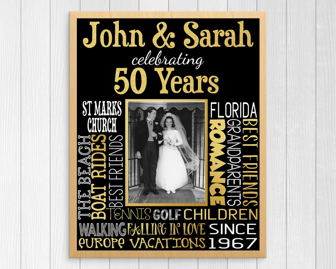50th ANNIVERSARY GIFT ~ Printable Anniversary Party Poster ~ Golden ...