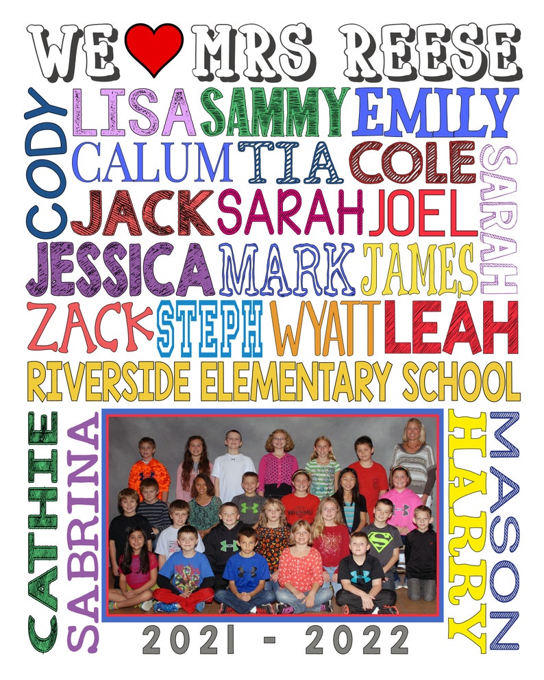 PRINTABLE TEACHER GIFT ~ End of Year Back to School Student Names ...