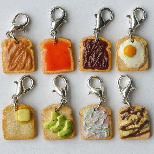 Polymer Clay Toast With Toppings Charms With Jumprings - Etsy