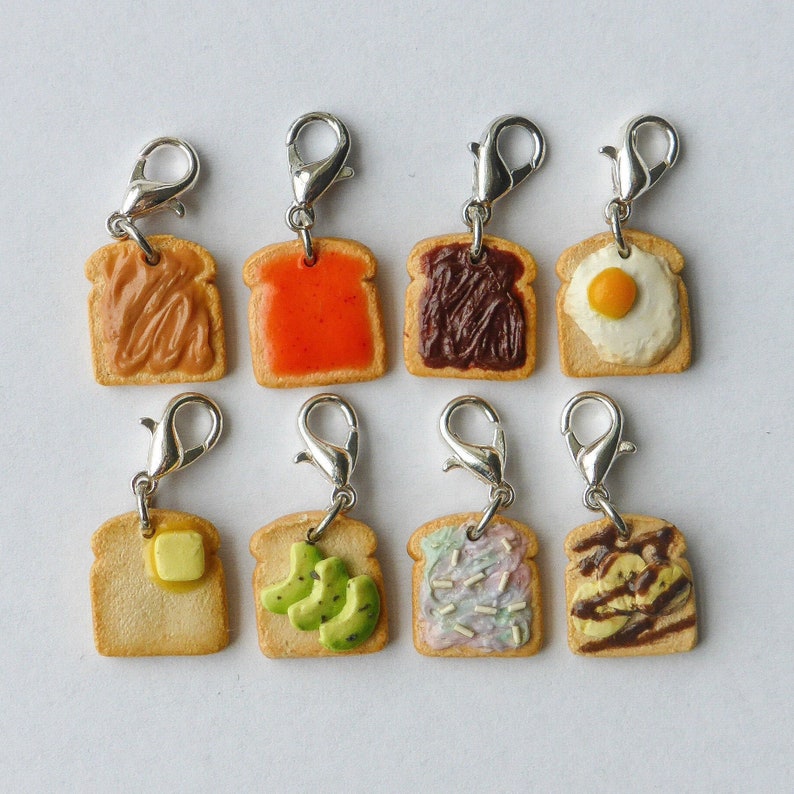 Polymer Clay Toast With Toppings Charms With Jumprings - Etsy