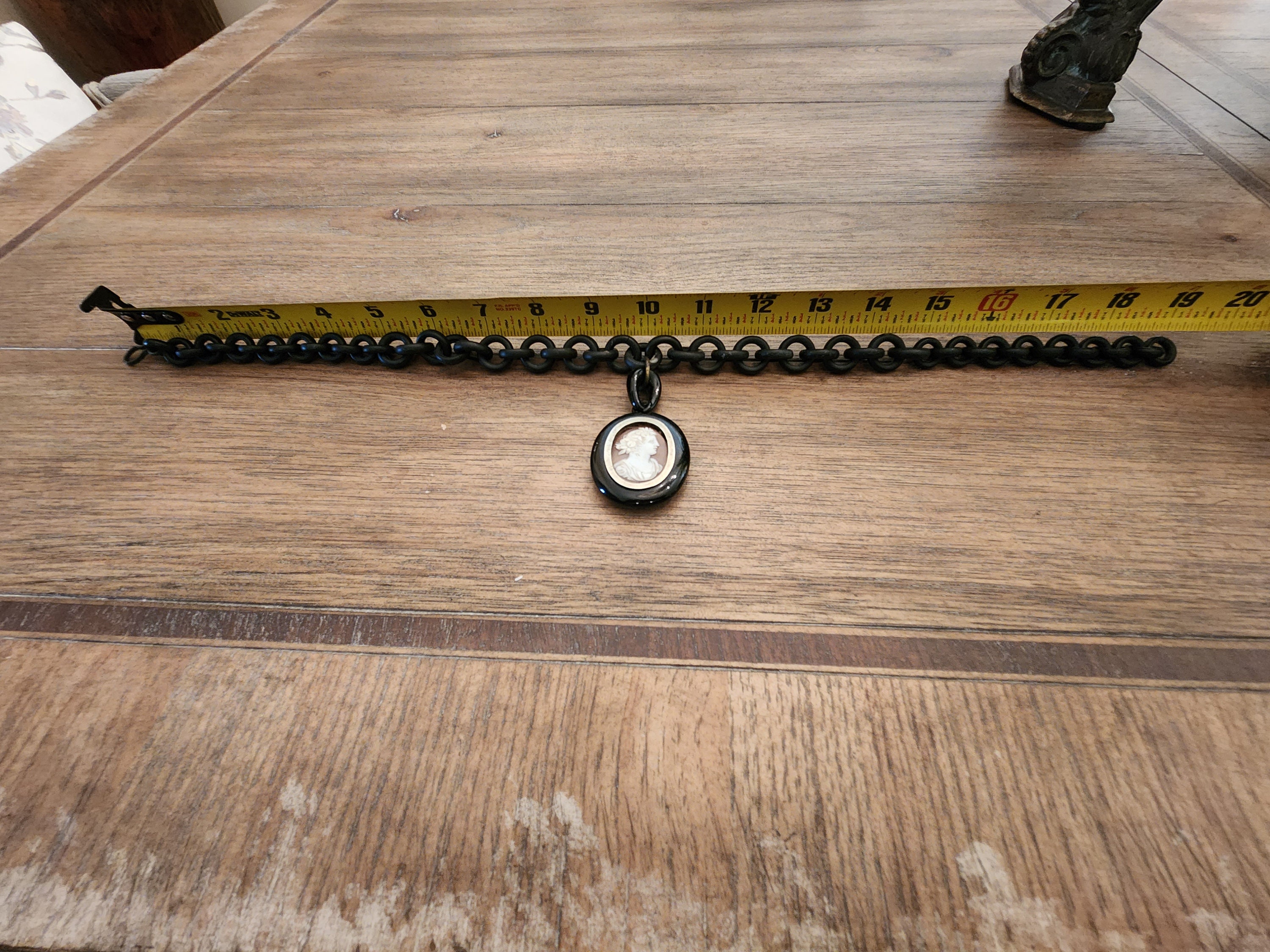 Antique Victorian Chunky Link Chain Jet/vulcanite?? Necklace With Cameo ...
