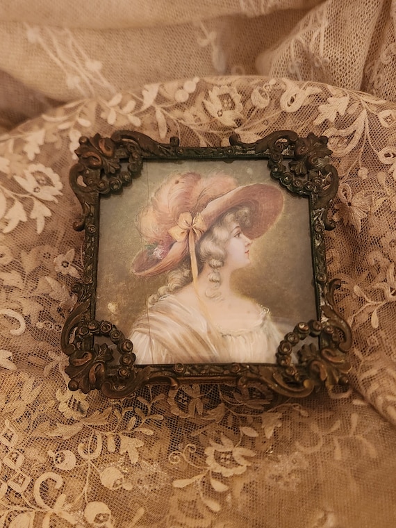 Antique Victorian French Gilt Bronze Hand Painted Lad… - Gem