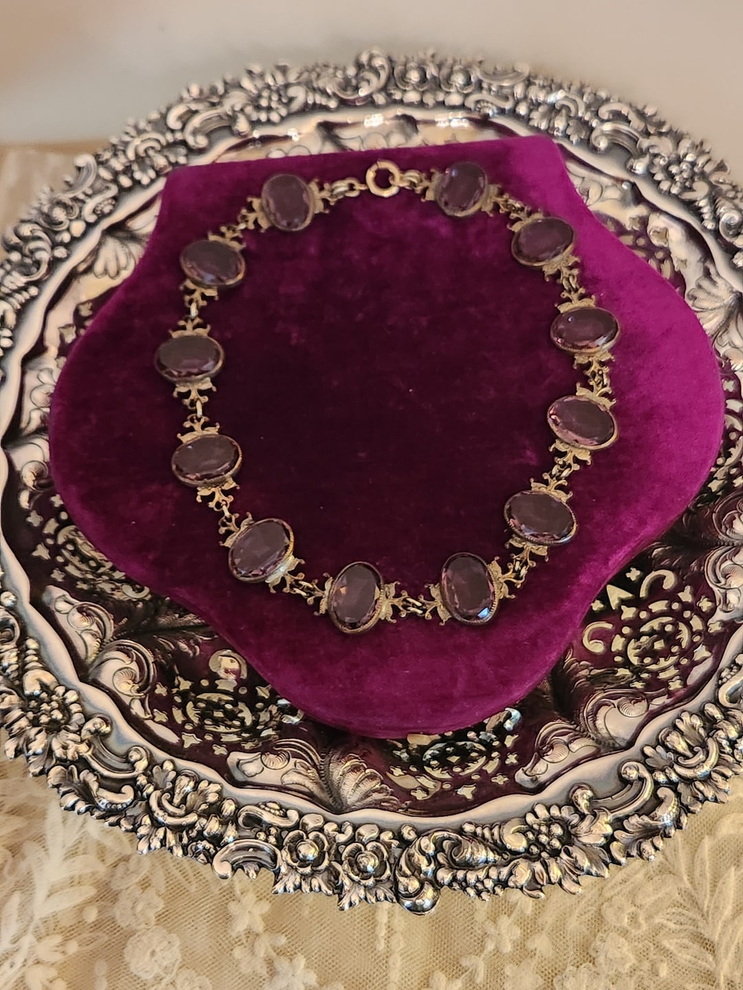 Gorgeous Victorian Czech Amethyst Paste Stones Necklace - Etsy