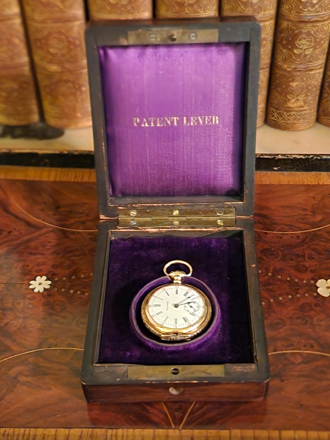Antique Victorian Rosewood "patent Lever" Pocket Watch Presentation Box ...