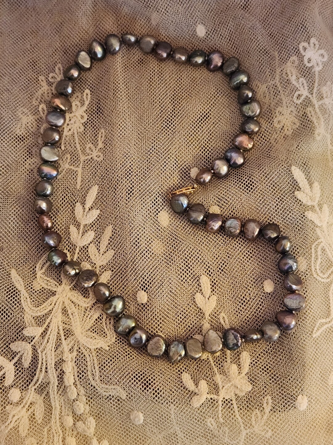 Beautiful Freshwater Peacock Pearls Necklace With 14K Y G Clasp - Etsy