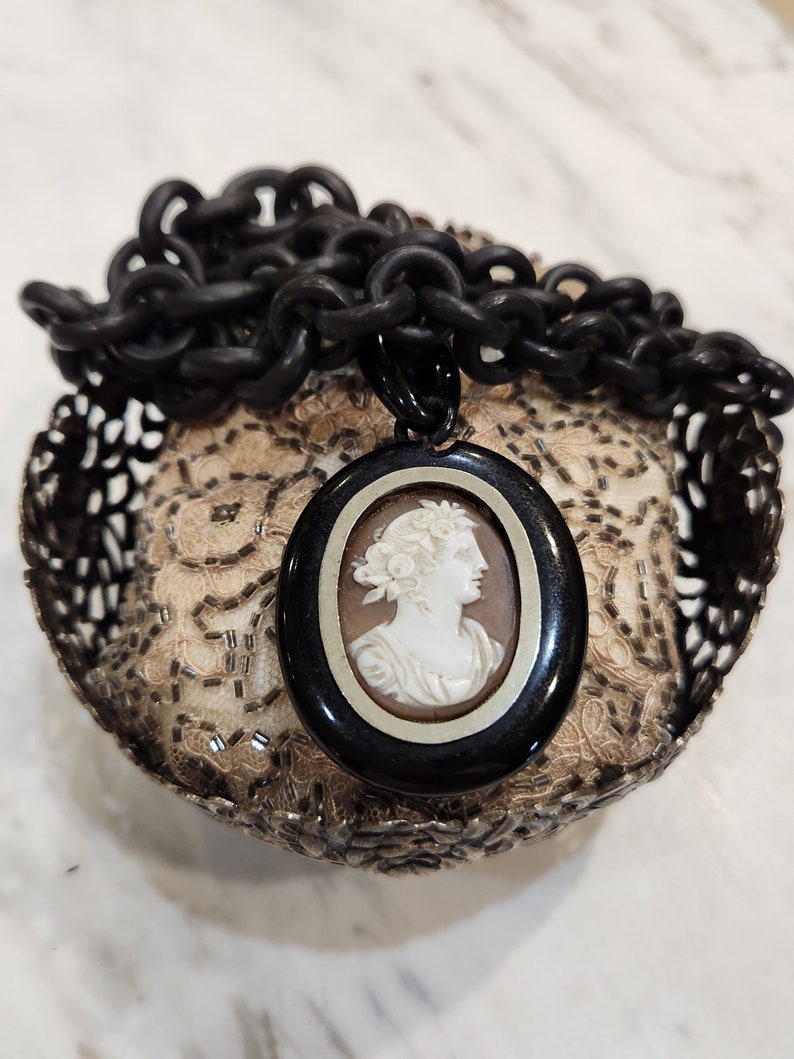 Antique Victorian Chunky Link Chain Jet/vulcanite Necklace - Etsy