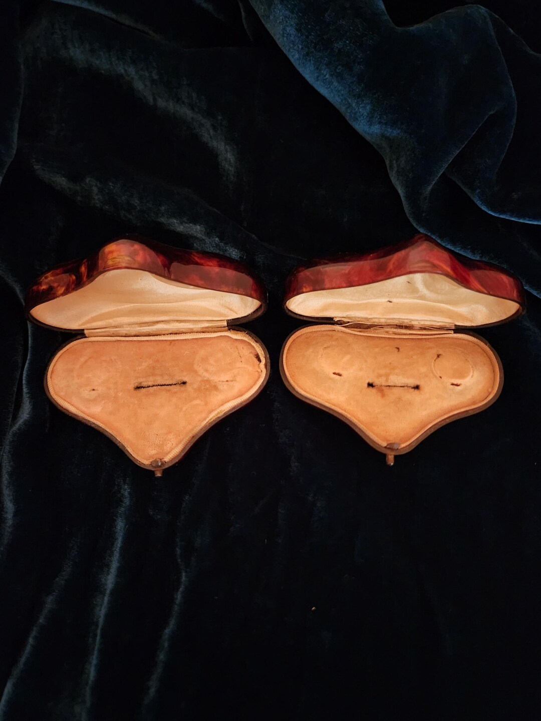 Pair of Antique Faux Tortoise Shell Celluloid Jewelry Presentation ...