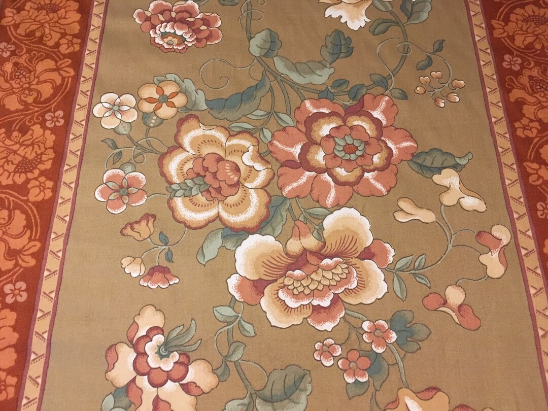 Vintage 1980 Bloomcraft Luther Travis imari Brick, Teal, and Gold ...