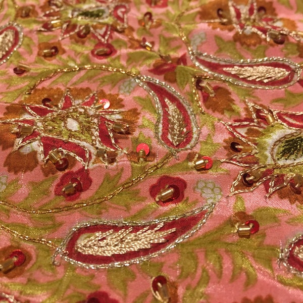 Embroidered Silk Fabric - Etsy