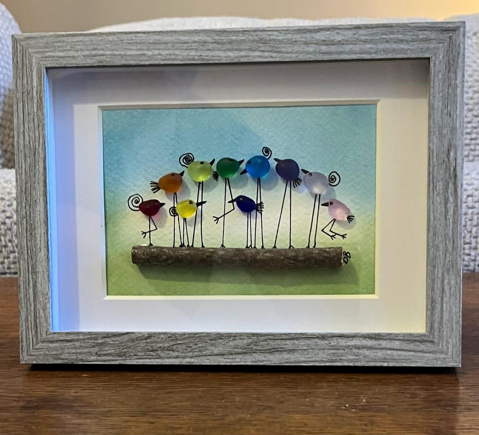 Sea Glass Bird Art, Coastal Shadowbox Frame - Etsy