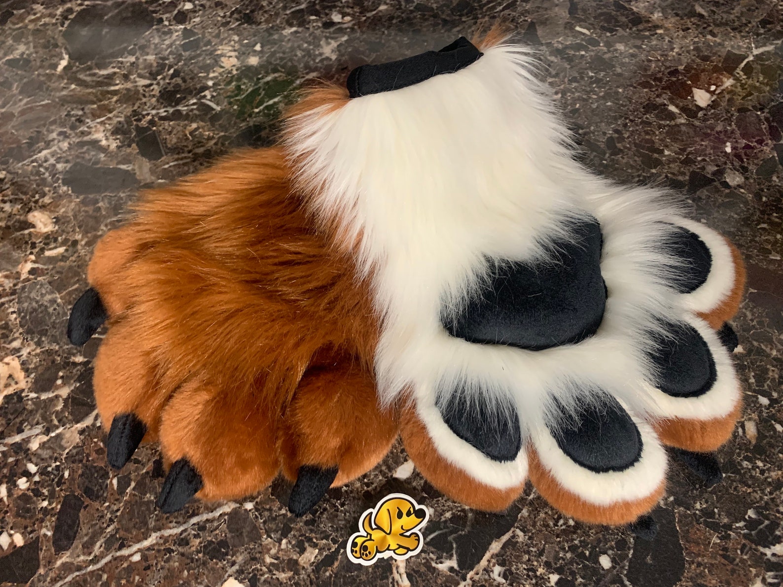 Premade Fursuit Hand Paws: Rust Brown Fur Cream Fur Black Minky Pawpads ...