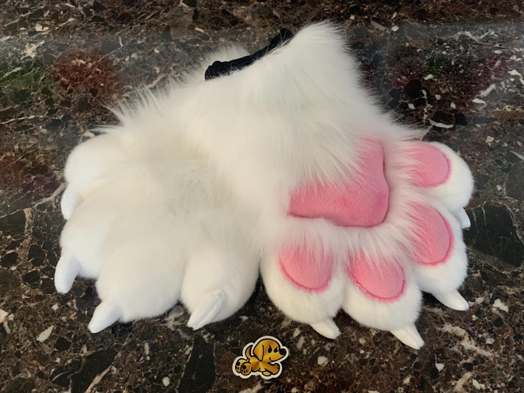 Faux Fur Fursuit Hand Paws: White Fur, Pink Paw Pads, Ready to Ship - Etsy