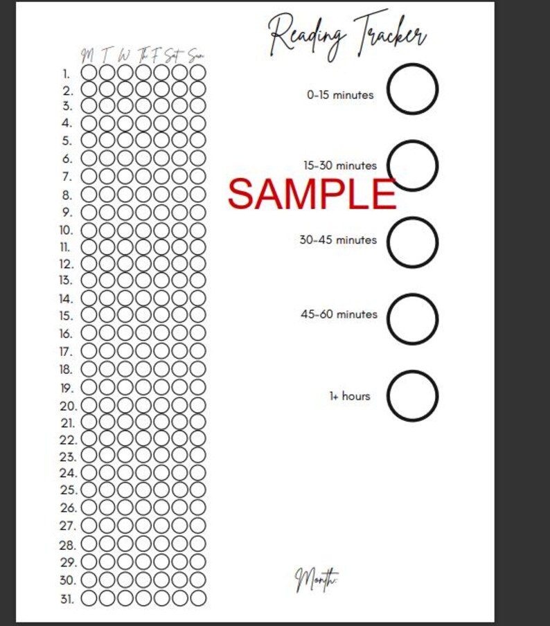 Weekly Month Reading Printable- Pages, Minutes & Chapters- Homeschool ...