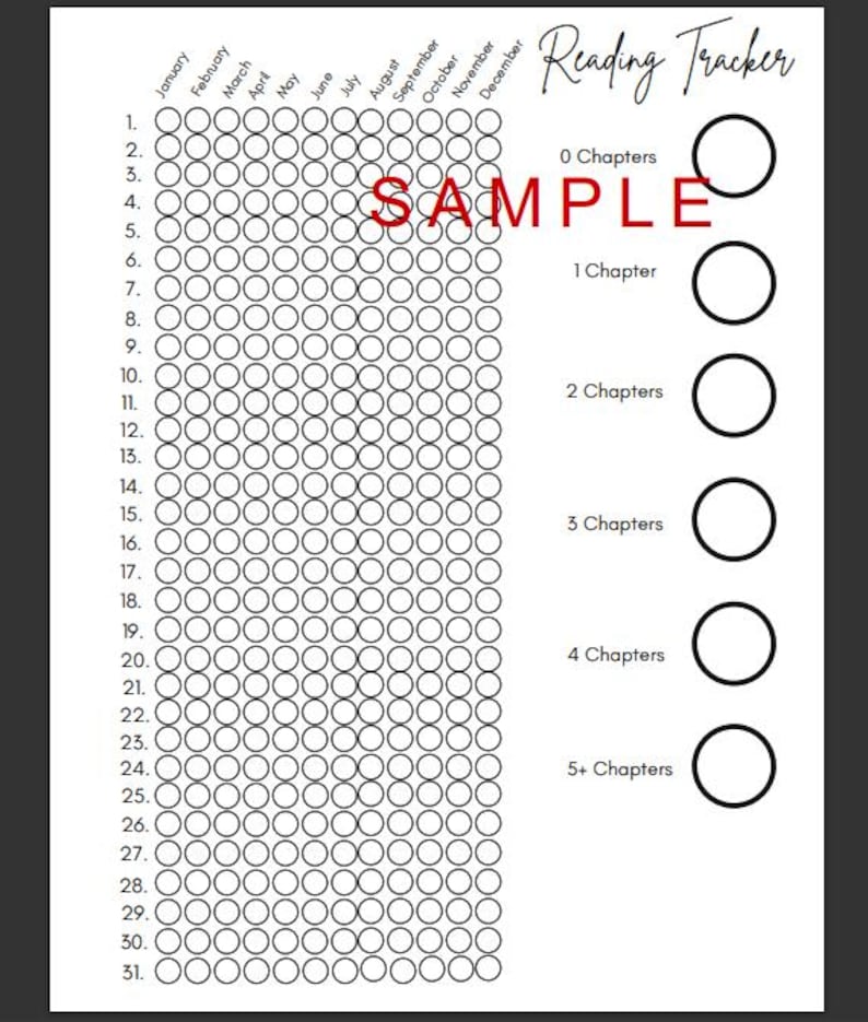 Yearly Monthly Reading Tracker Printable- Pages, Minutes & Chapters ...