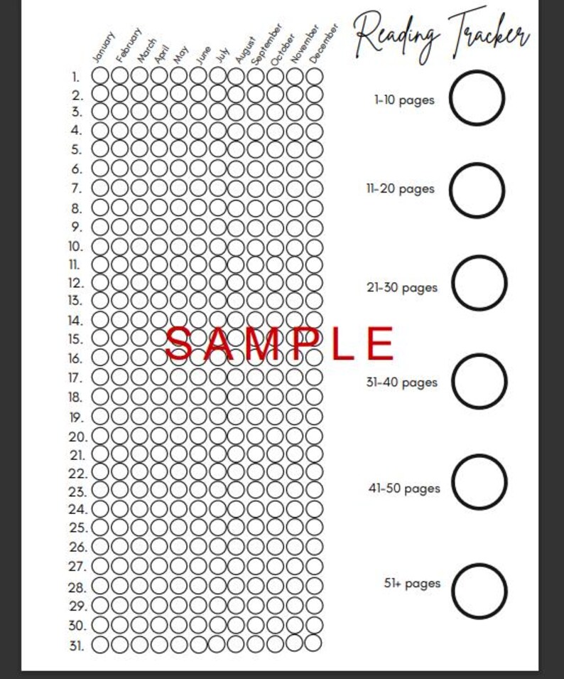 Yearly Monthly Reading Tracker Printable- Pages, Minutes & Chapters ...