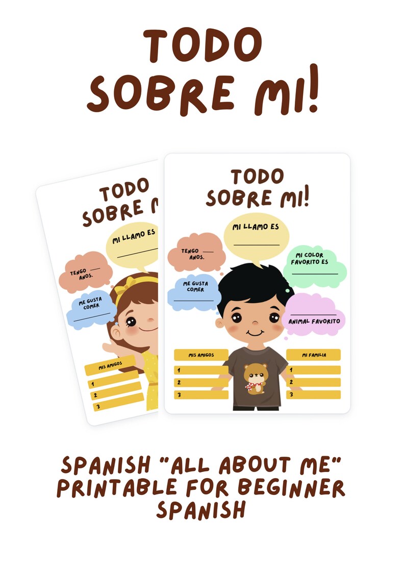 All About Me Printable Spanish Worksheets Todo Sobre Mi Learn Spanish ...