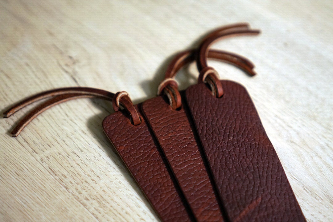Leather Bookmarks Pebble Brown, Handmade Bookmark, Reader Gift Family ...
