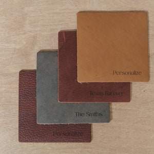 Personalized Leather Coasters Set of 4, Anniversary Gift, Monogram ...