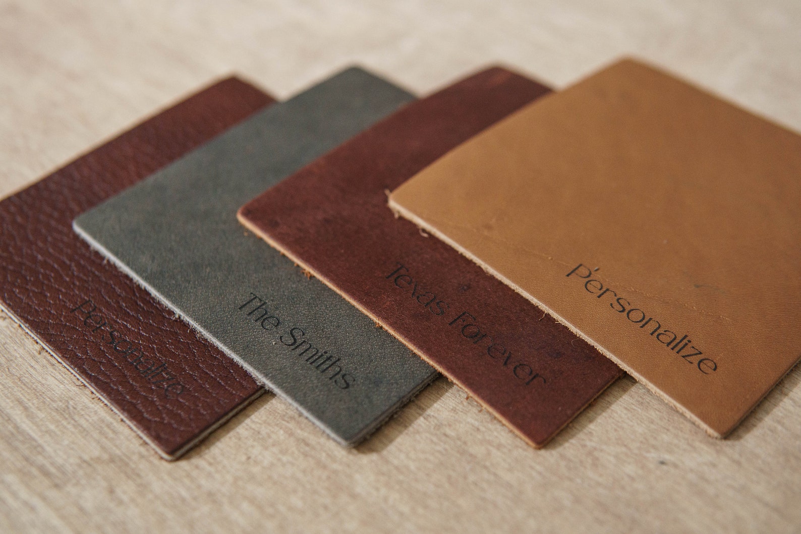 Personalized Leather Coasters Set of 4, Anniversary Gift, Monogram ...