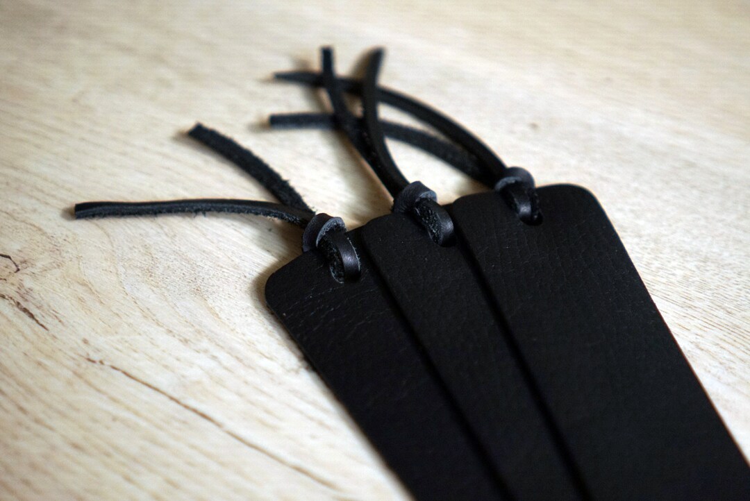 Leather Bookmarks Bison Black, Handmade Bookmark, Reader Gift, Family ...