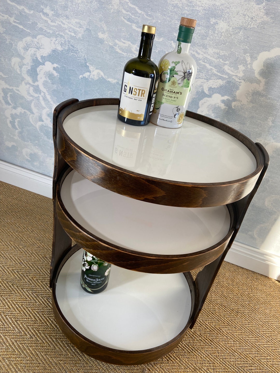 Round 3-tiered Wooden Serving Trolly or Side-table, 70s Vintage - Etsy