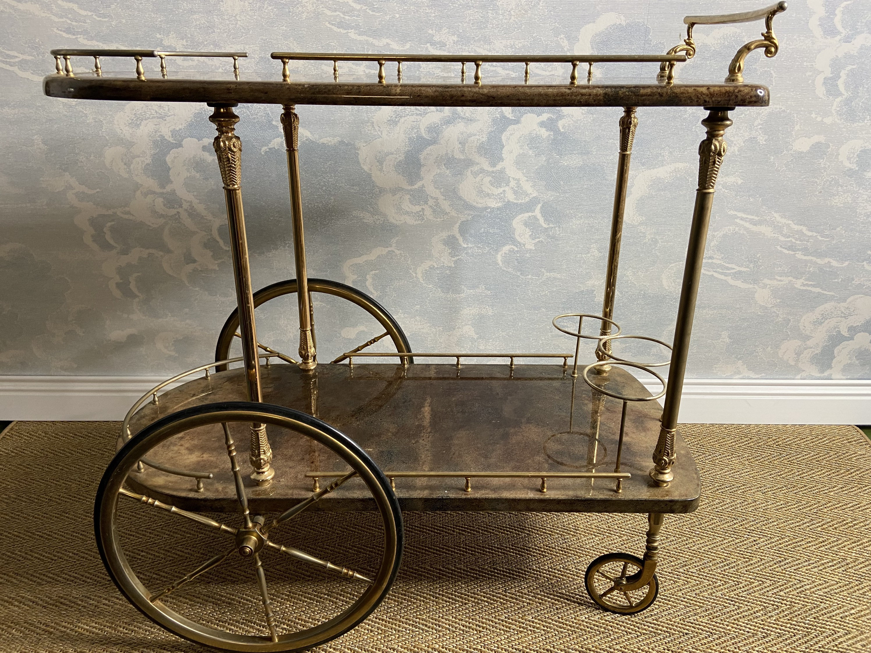 ALDO TURA Bar Cart Tea Trolly Vintage Italian Design With Brass - Etsy