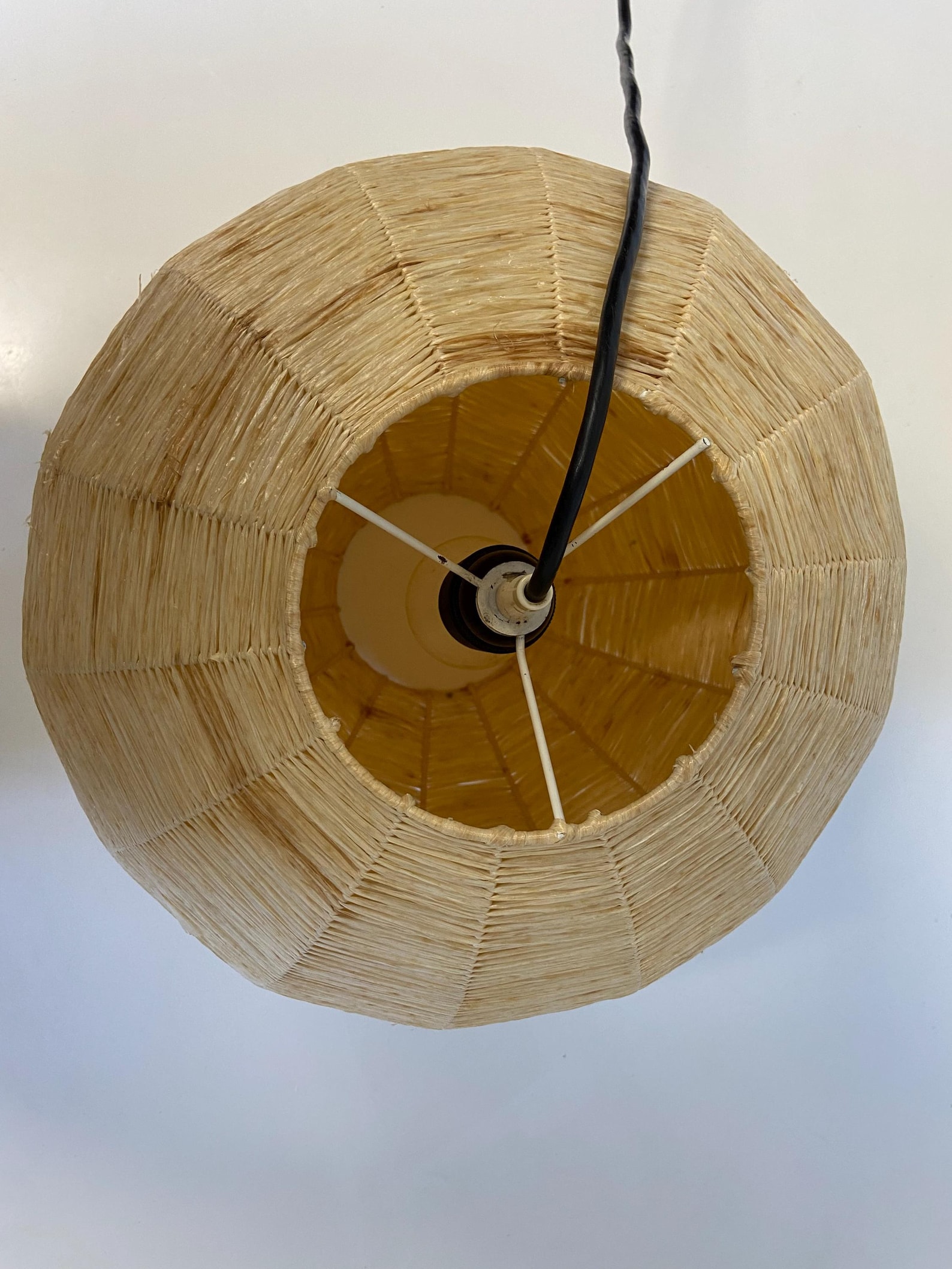 Bast Globe Pendant Light on Metal Frame, Germany Late 60s Early 70s - Etsy