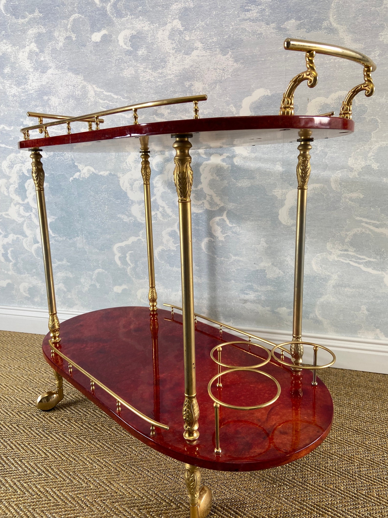 ALDO TURA Red Bar Cart Trolley Mid Century, Italy 1960s - Etsy