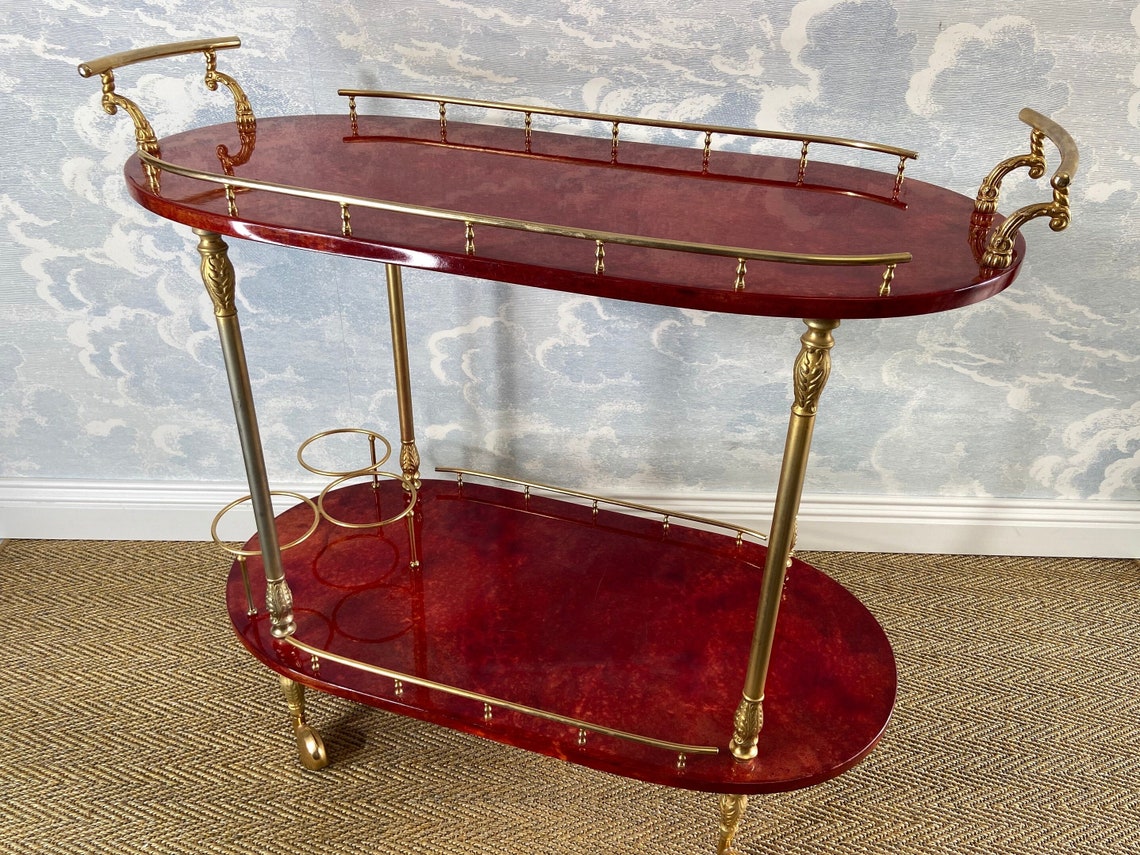 ALDO TURA Red Bar Cart Trolley Mid Century, Italy 1960s - Etsy