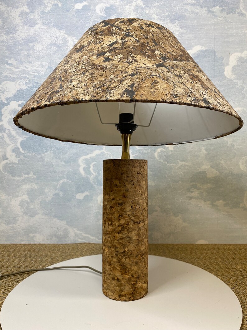 Mid Century Modern Cork Table Lamp, Italy, 1970s - Etsy