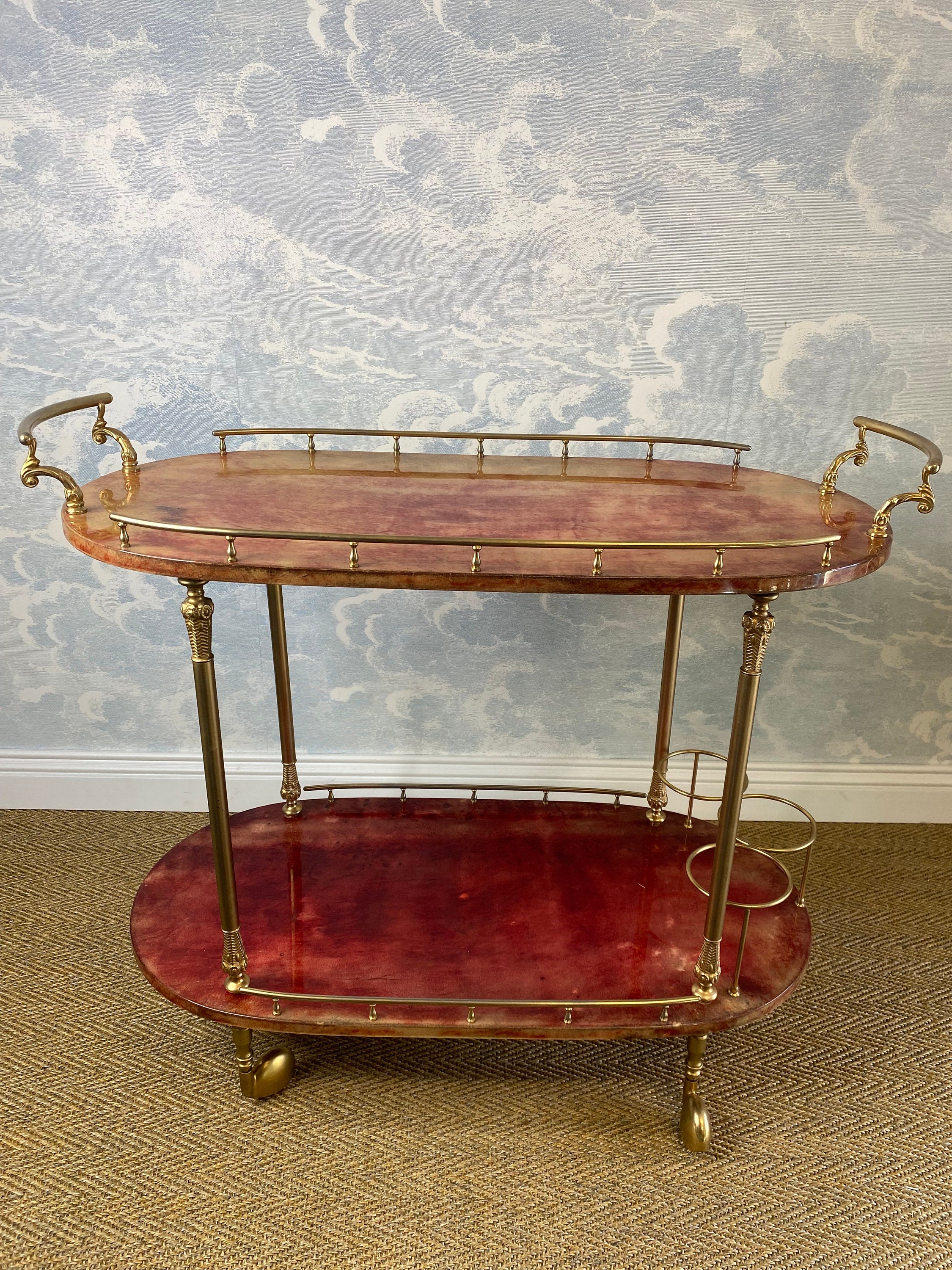 ALDO TURA Red Bar Cart Trolley Mid Century 60s - Etsy