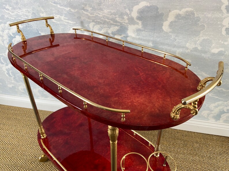 ALDO TURA Red Bar Cart Trolley Mid Century, Italy 1960s - Etsy