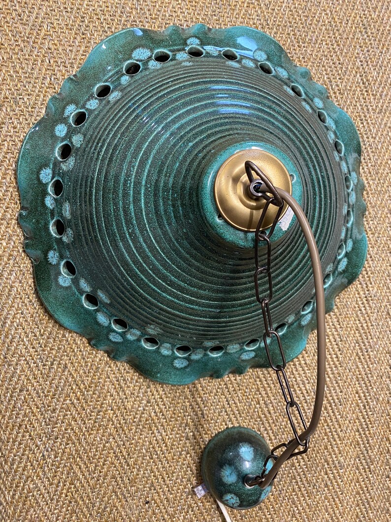 Green Ceramic Pendant Lamp 60's Fat Lava Mid Century Brutalist West ...